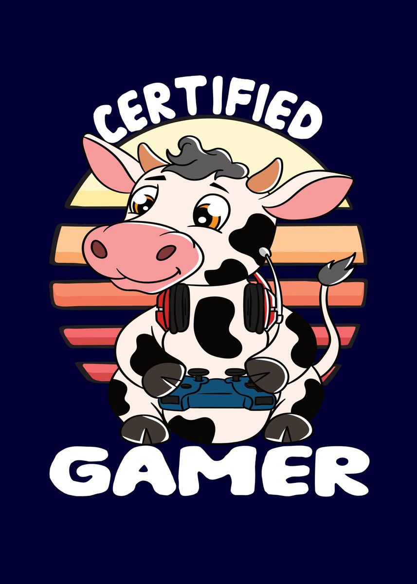 'Certified Gamer Cute Cow' Poster by MzumO | Displate