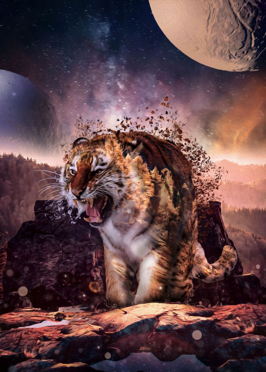 'Tiger Space Dream' Poster, picture, metal print, paint by Kilo Byte ...