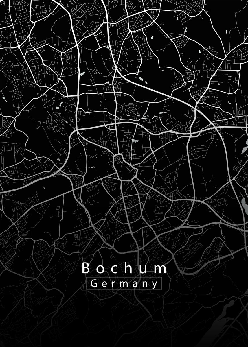 'Bochum City Map' Poster, picture, metal print, paint by Mapique | Displate