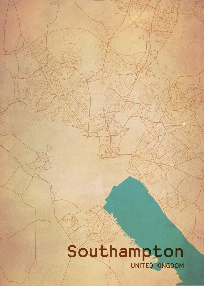 'Southampton City Map UK' Poster, picture, metal print, paint by ...