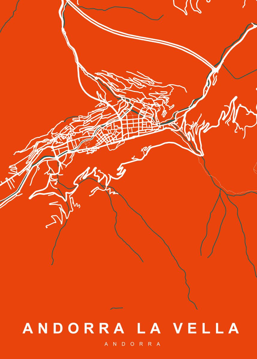 'ANDORRA LA VELLA Map' Poster by UrbanMaps | Displate