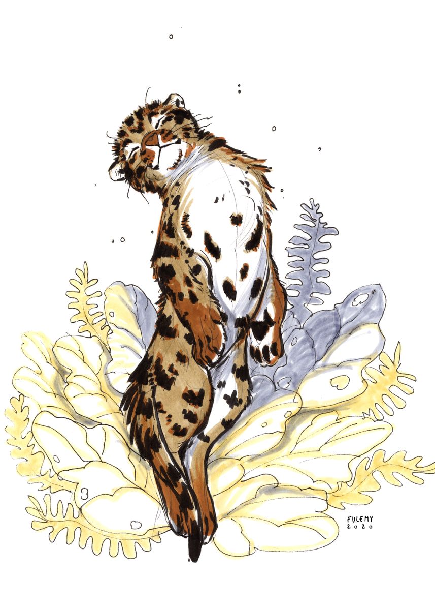 'Clouded Leopard Cub' Poster, picture, metal print, paint by Laura ...