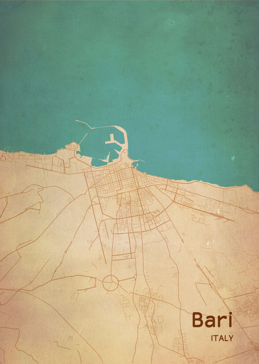 'Bari City Map Italy' Poster, picture, metal print, paint by ...