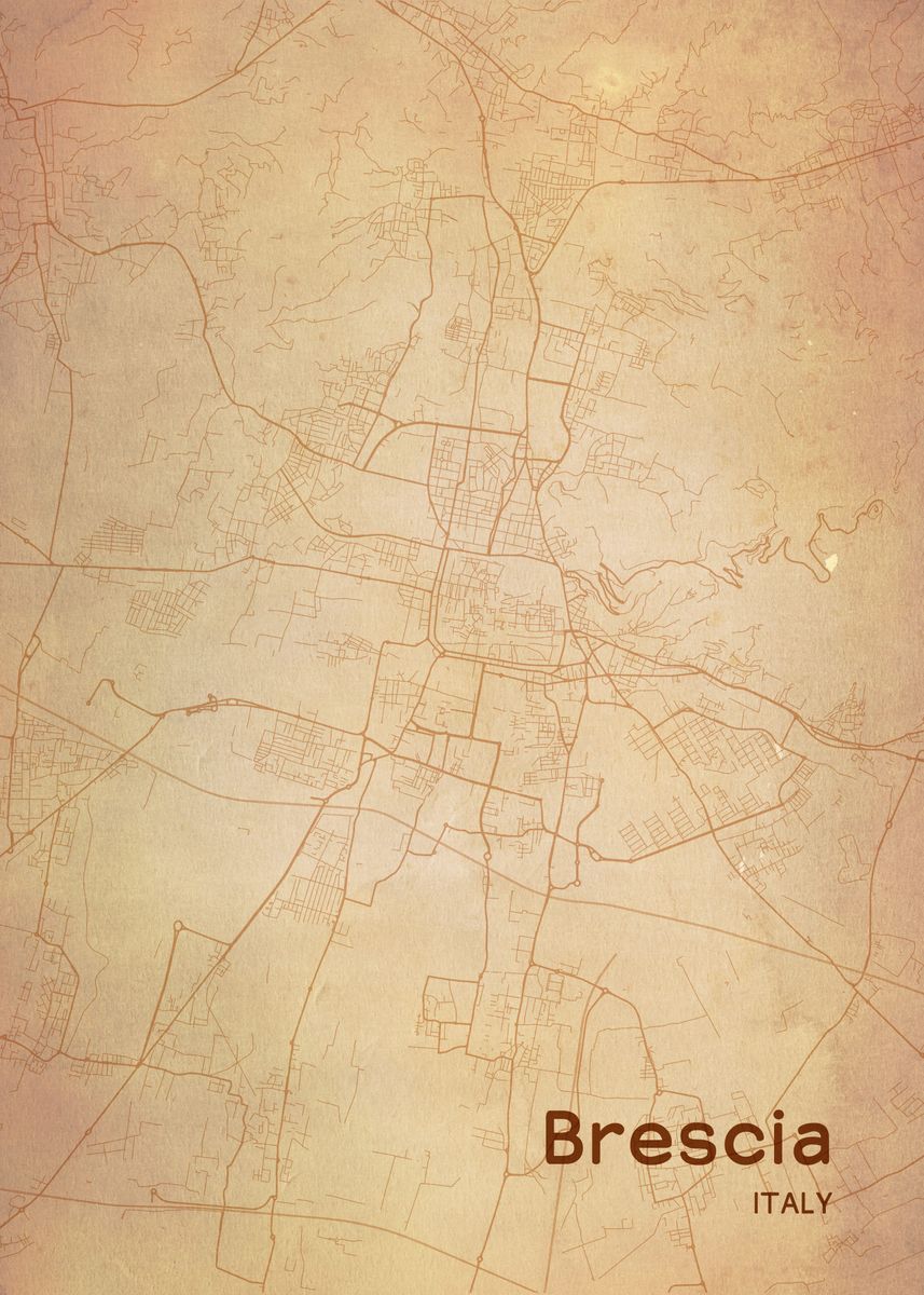 'Brescia City Map Italy' Poster, picture, metal print, paint by ...
