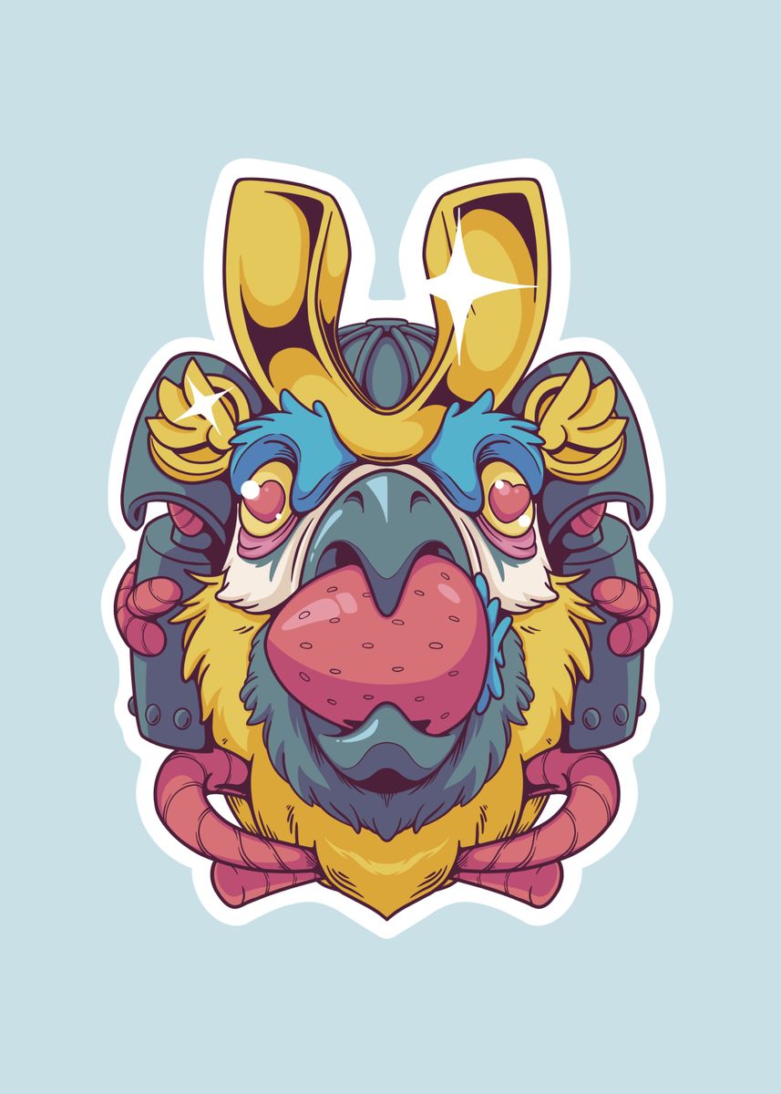 'Strawberry Parrot' Poster, picture, metal print, paint by Patrik ...