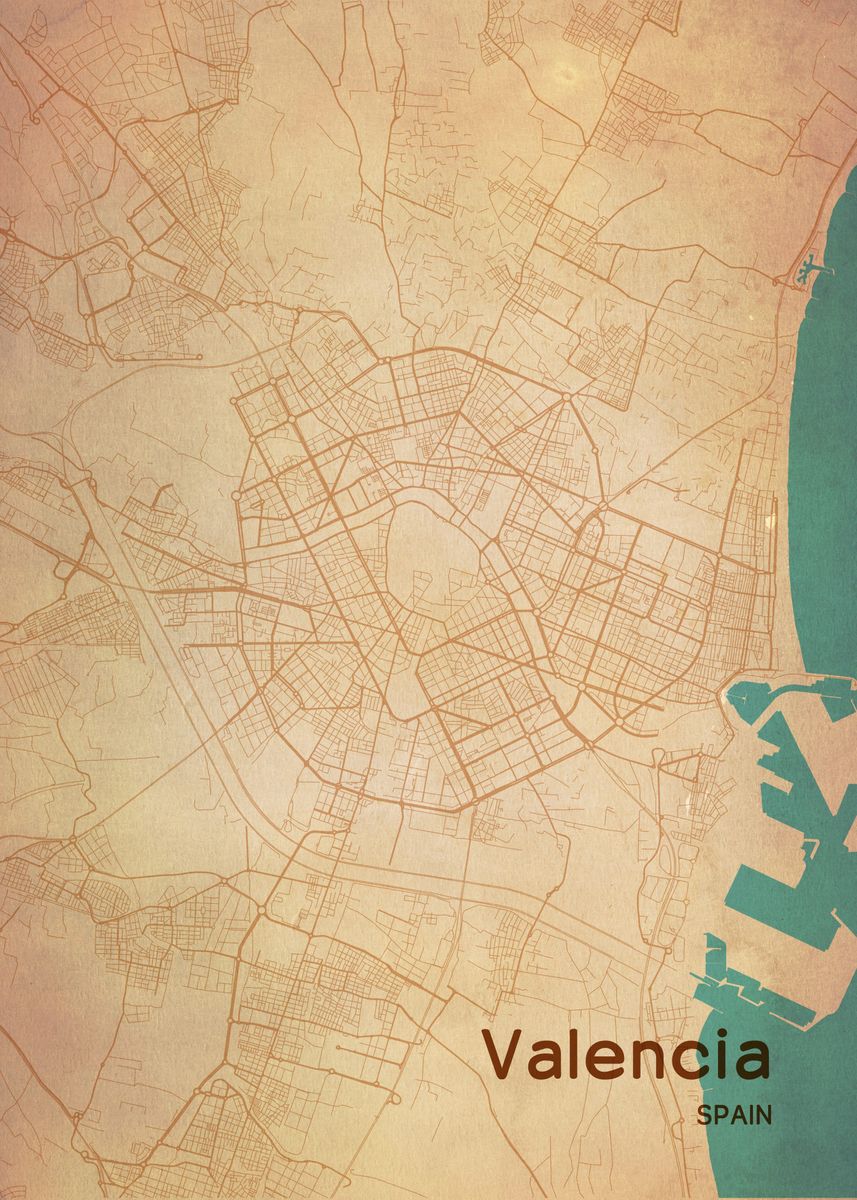 'Valencia City Map Italy' Poster by jodotodesign | Displate