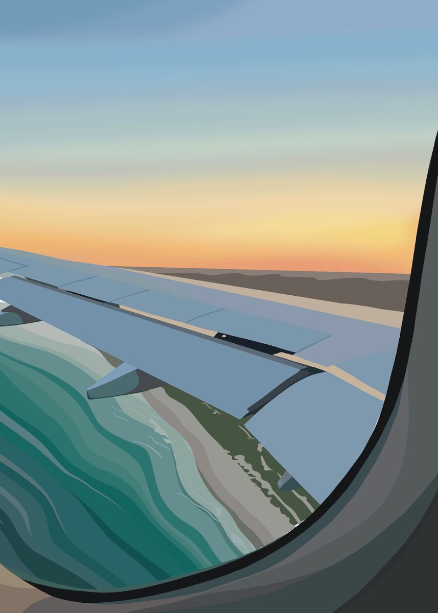 'Plane Window View' Poster, picture, metal print, paint by holailustra ...