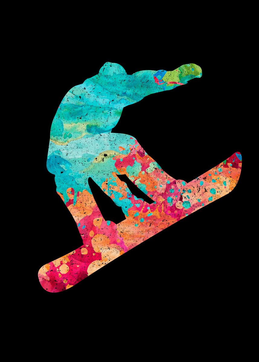 'Snowboarder In Action ' Poster by Lion Löwe | Displate