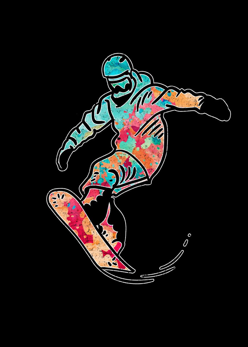 'Snowboarder In Action ' Poster, picture, metal print, paint by Lion ...