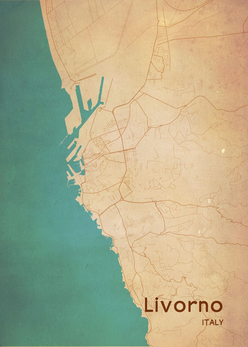 'Livorno City Map Italy' Poster, picture, metal print, paint by ...