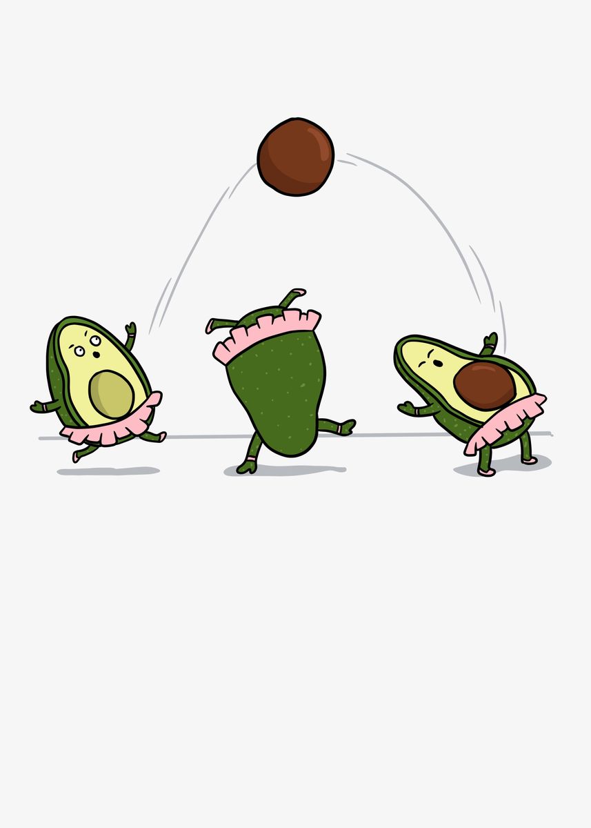 'Avocado Playing Ball' Poster, picture, metal print, paint by Hexor ...