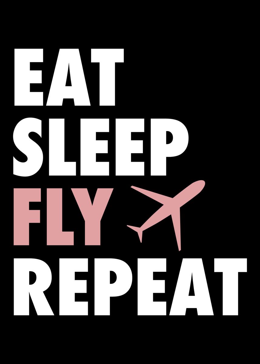 'Eat Sleep Fly Repeat Fligh' Poster, picture, metal print, paint by ...