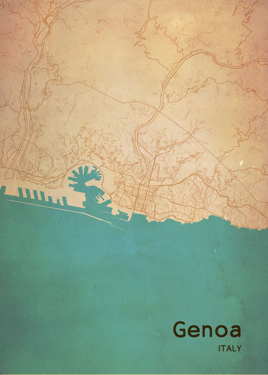 'Genoa City Map Italy' Poster by jodotodesign | Displate
