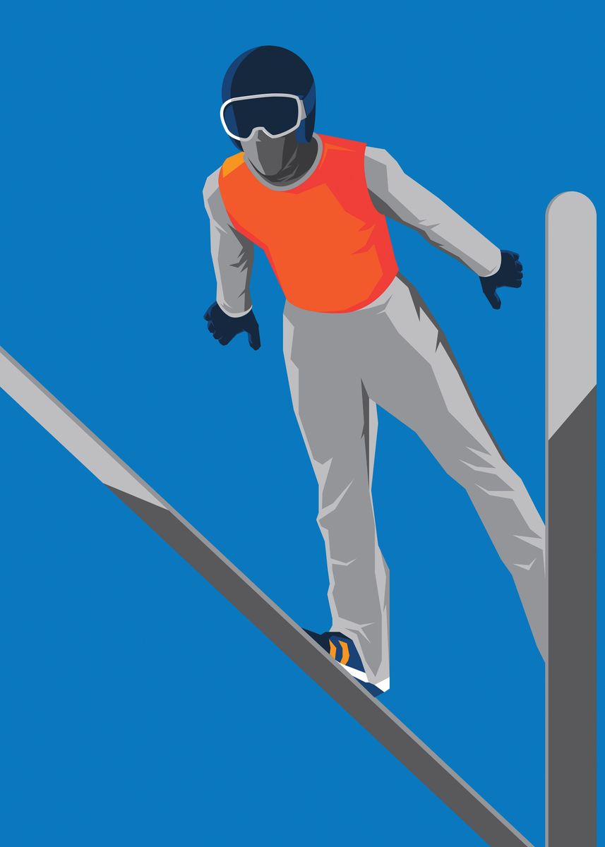 'Ski Jump' Poster, picture, metal print, paint by Alin Gabriel | Displate