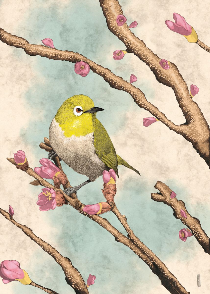 'Yellow Bird' Poster, picture, metal print, paint by João Victor ...