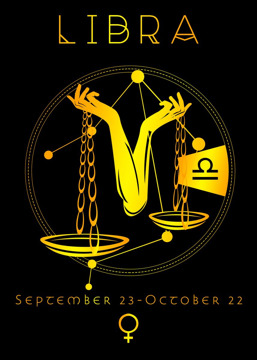 'Libra Classy Gold Vector' Poster, picture, metal print, paint by Ron ...