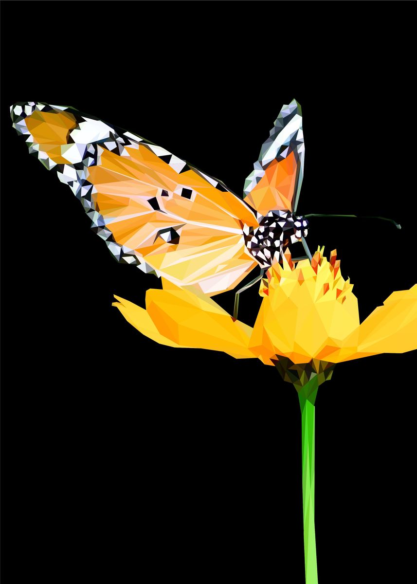 'butterfly' Poster, picture, metal print, paint by Lowpoly Posters ...