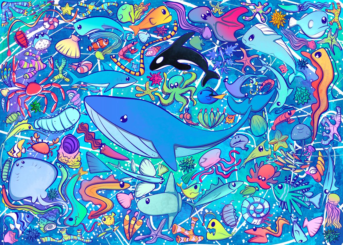 'Sea Creatures' Poster by Tony Wilim | Displate