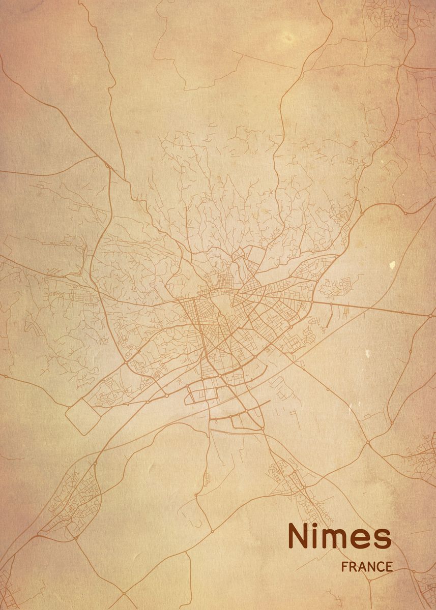 'Nimes City Map France' Poster, picture, metal print, paint by ...
