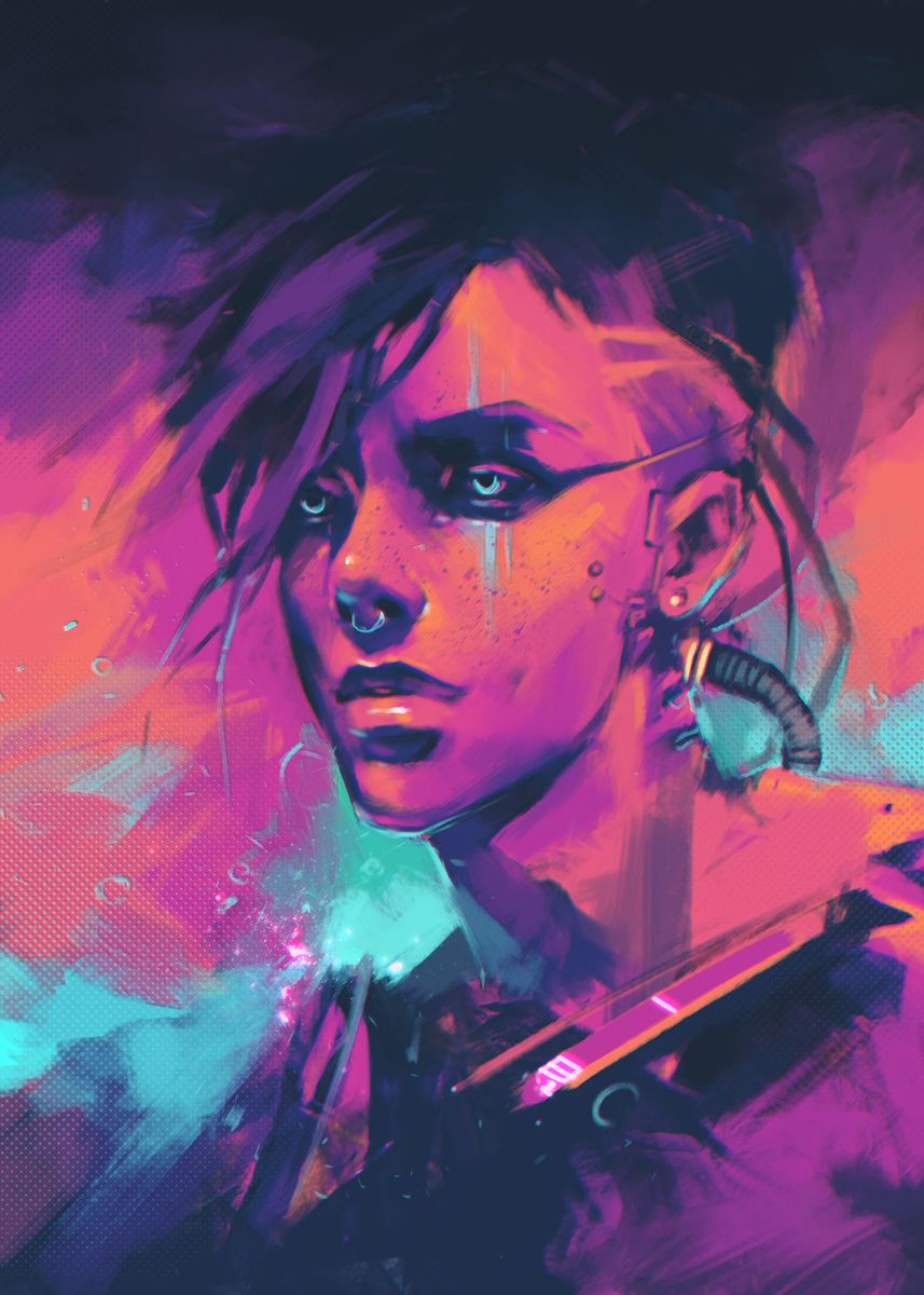 'Cyan' Poster, picture, metal print, paint by NinjaJo | Displate