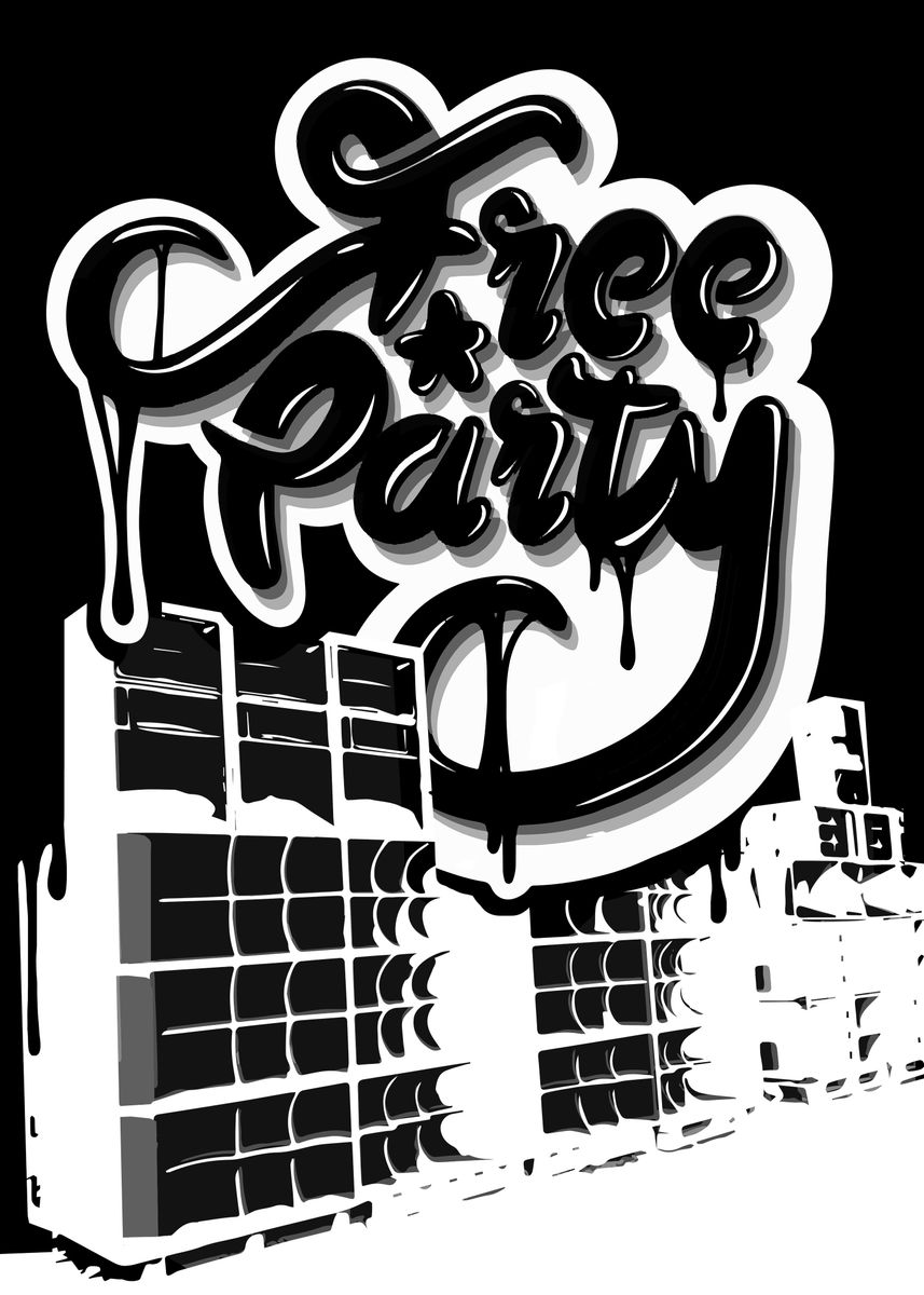 'Free Party' Poster by Valentin Lerond Caussin | Displate