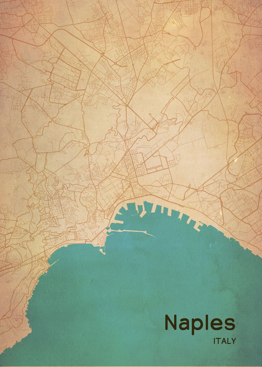 'Naples City Map Italy' Poster, picture, metal print, paint by ...