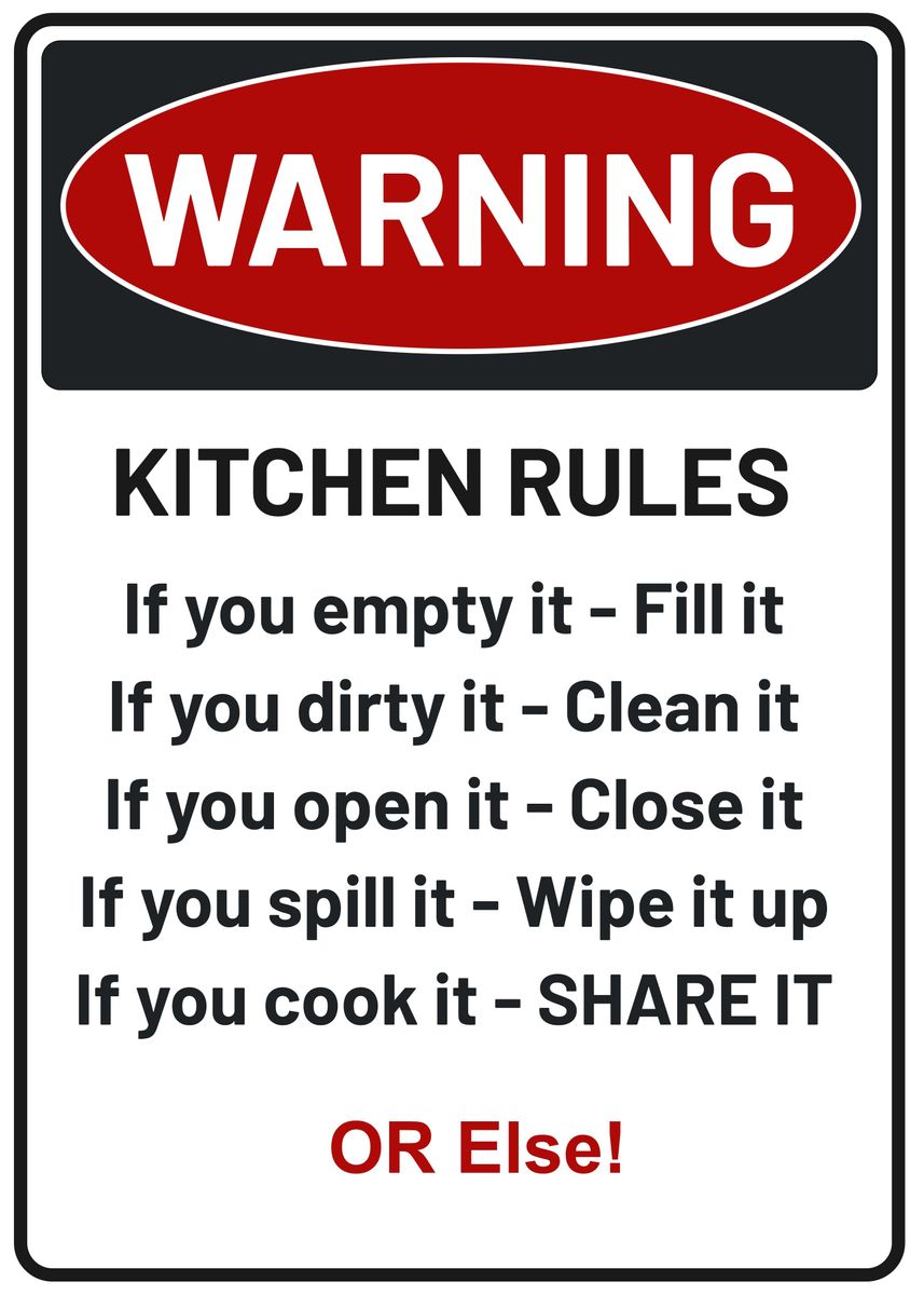 'Kitchen Rules Warning Sign' Poster, picture, metal print, paint by ...