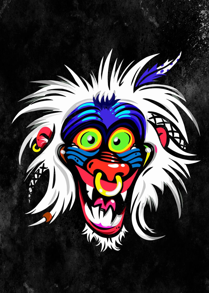 'shaman monkey' Poster, picture, metal print, paint by Valentin Lerond ...