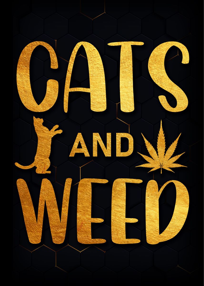 'Cats and weed' Poster, picture, metal print, paint by Denis Siggers ...