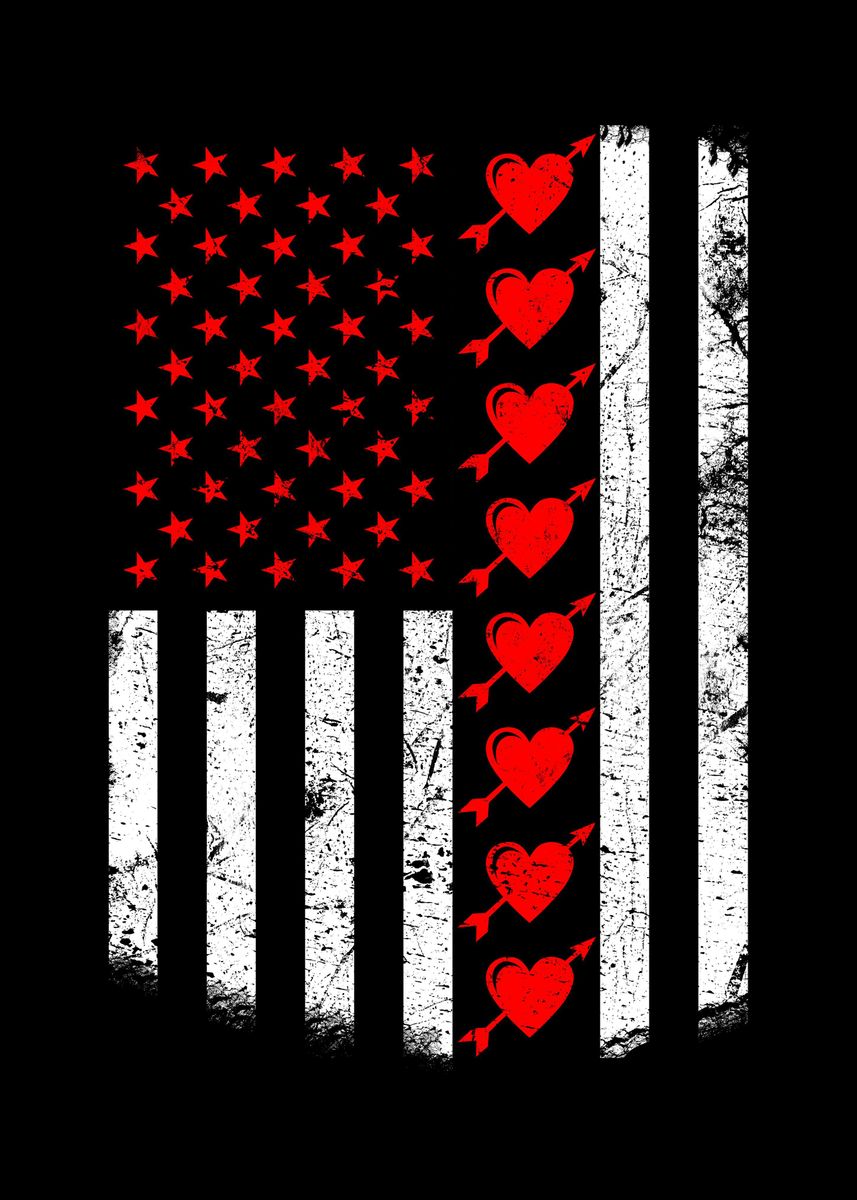 'American Flag Hearts' Poster, picture, metal print, paint by to42 ...