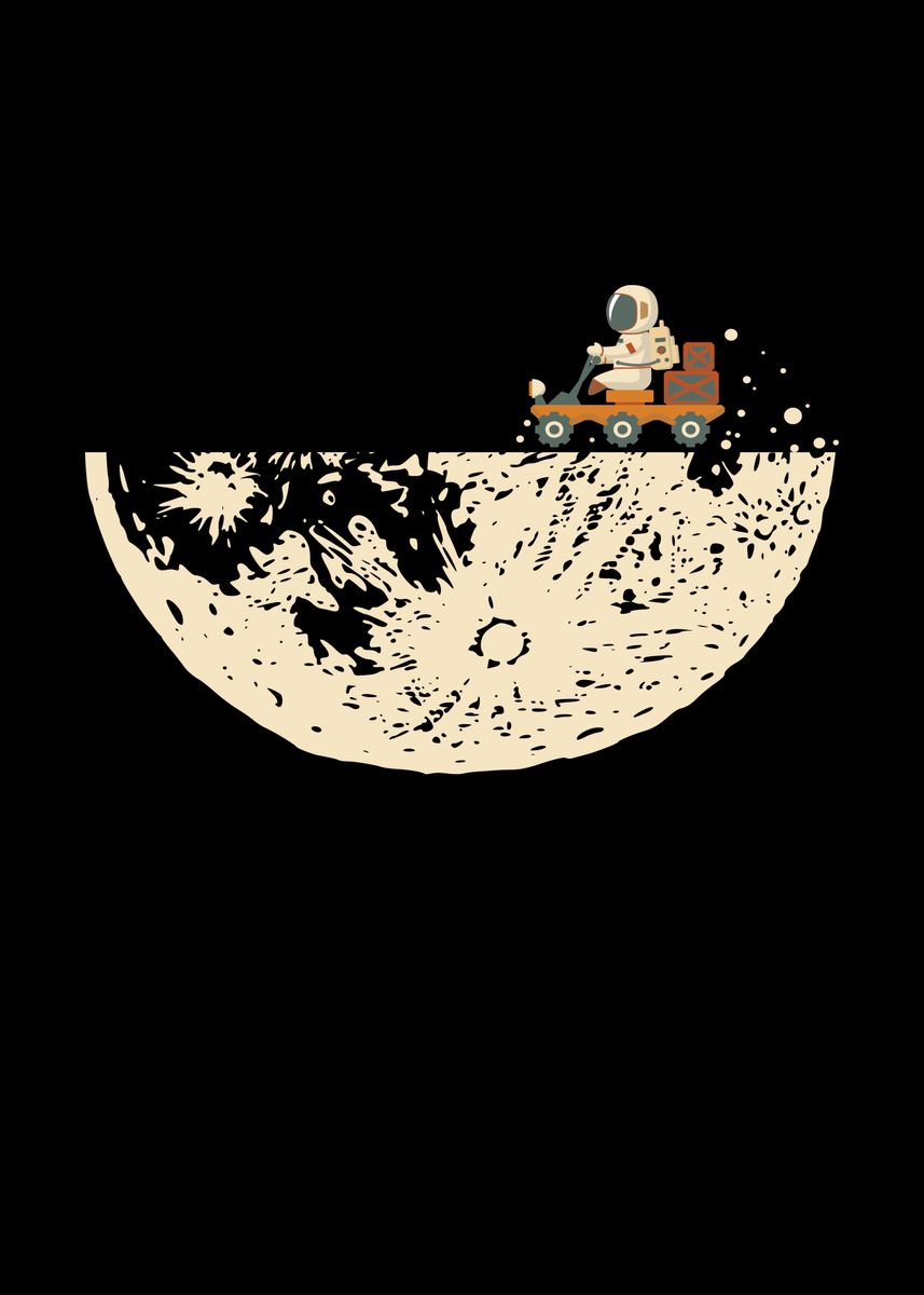 'Moon Half Moon Astronaut' Poster by Mooon | Displate