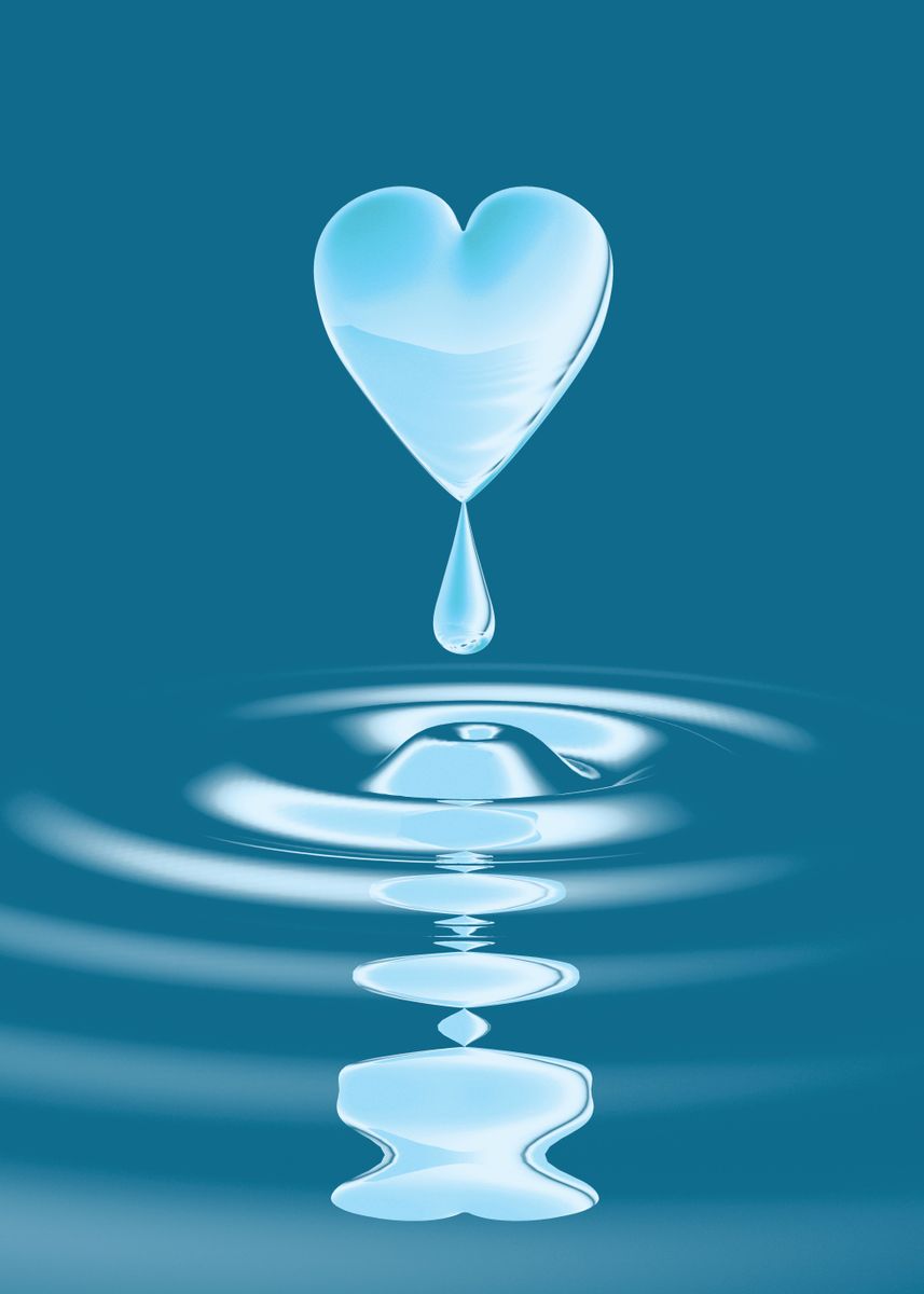 'Crying Blue Heart' Poster, picture, metal print, paint by TMBTM | Displate