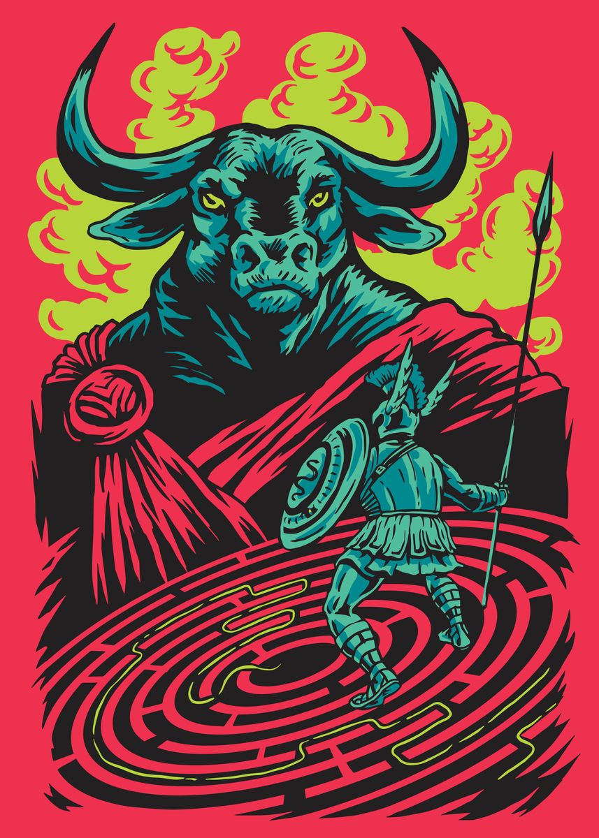 'Minotaur monster mythical ' Poster, picture, metal print, paint by ...