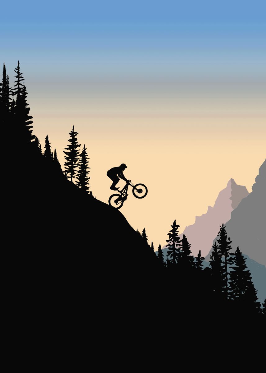 ' MTB Rider' Poster, picture, metal print, paint by One Red Fox | Displate