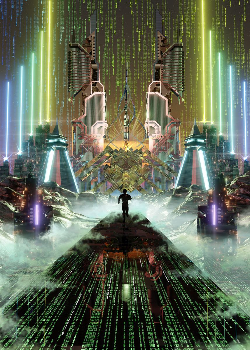 'The Fractured Code' Poster, picture, metal print, paint by Lost in the Hyperverse | Displate