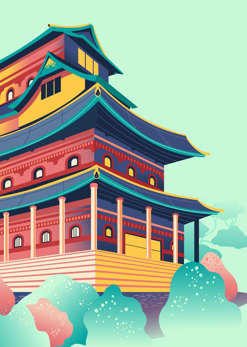'Japanese Architecture' Poster, picture, metal print, paint by Abdullah ...