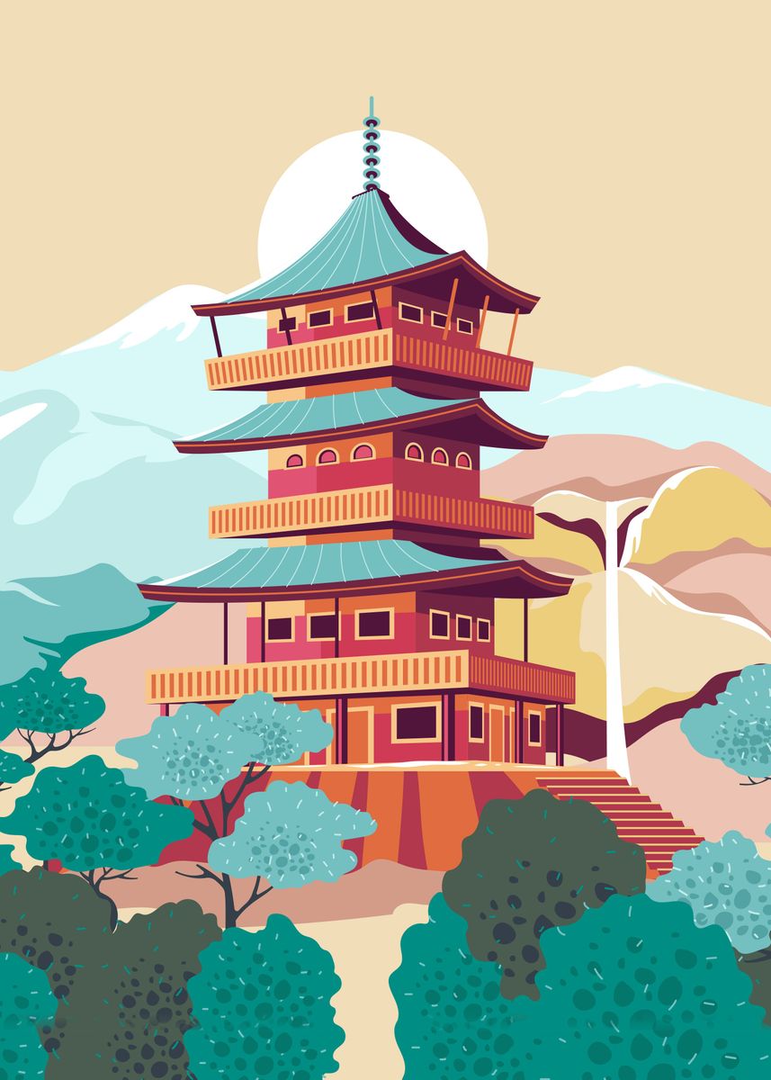 'Japanese Castle' Poster, picture, metal print, paint by Abdullah Al ...