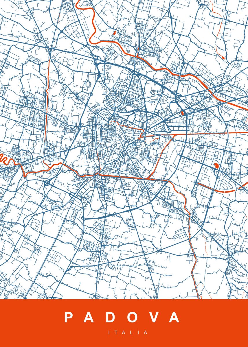 'PADOVA Map ITALY' Poster, picture, metal print, paint by UrbanMaps ...
