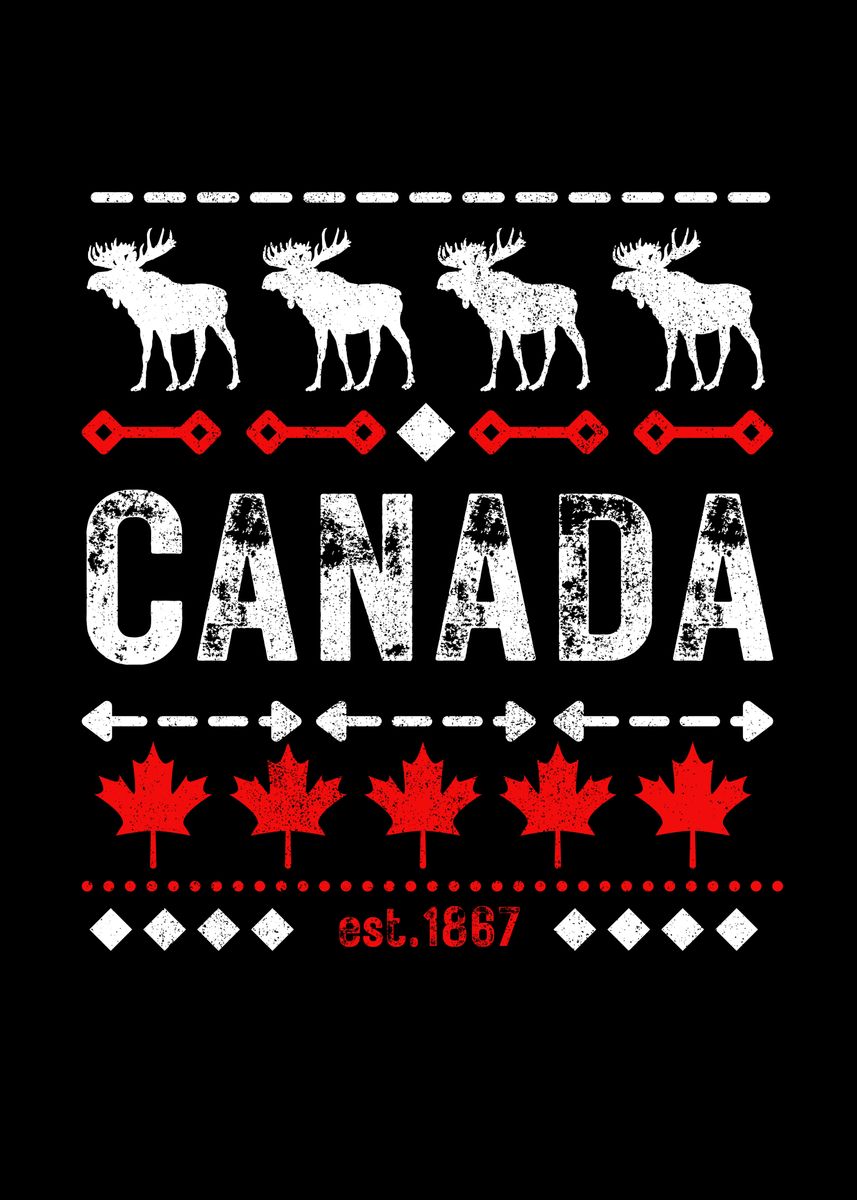 'Canada Canadian Pattern' Poster, picture, metal print, paint by Foxxy ...