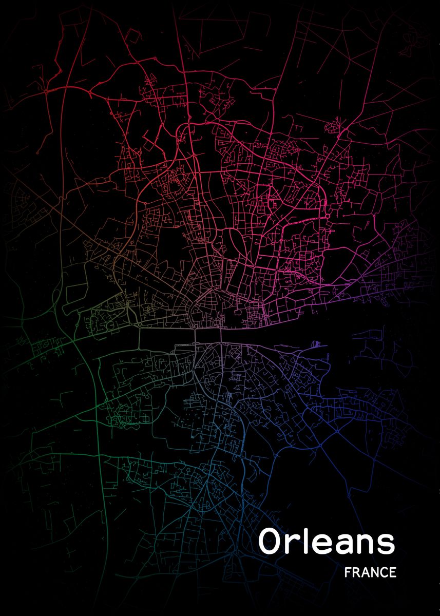 'Orleans City Map France' Poster, picture, metal print, paint by ...