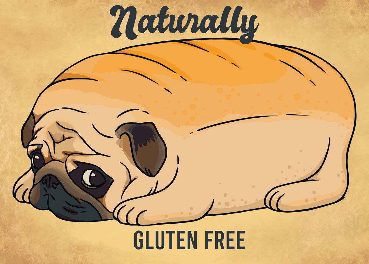 'Cute Pug Bread Dog Lover' Poster by StonerPlates | Displate