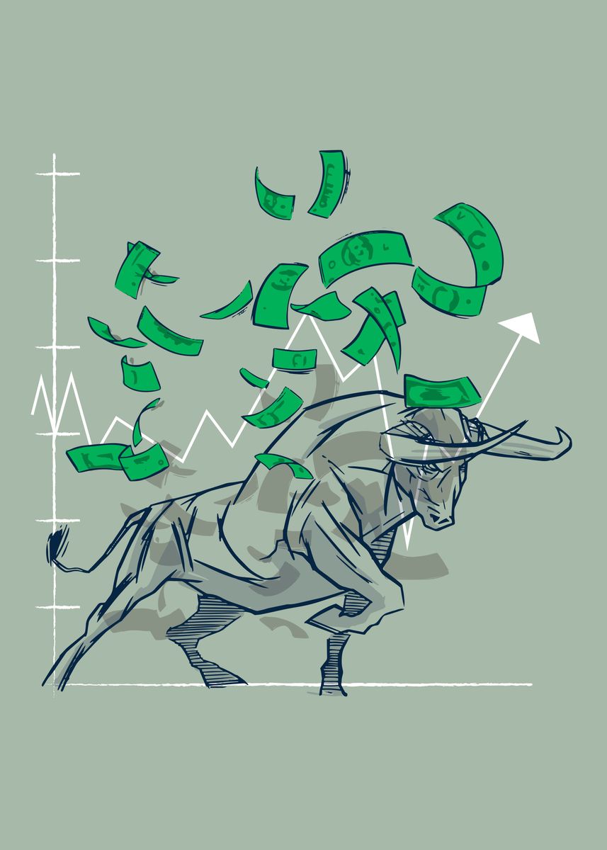 'Bull stock market' Poster, picture, metal print, paint by Simon Darren ...