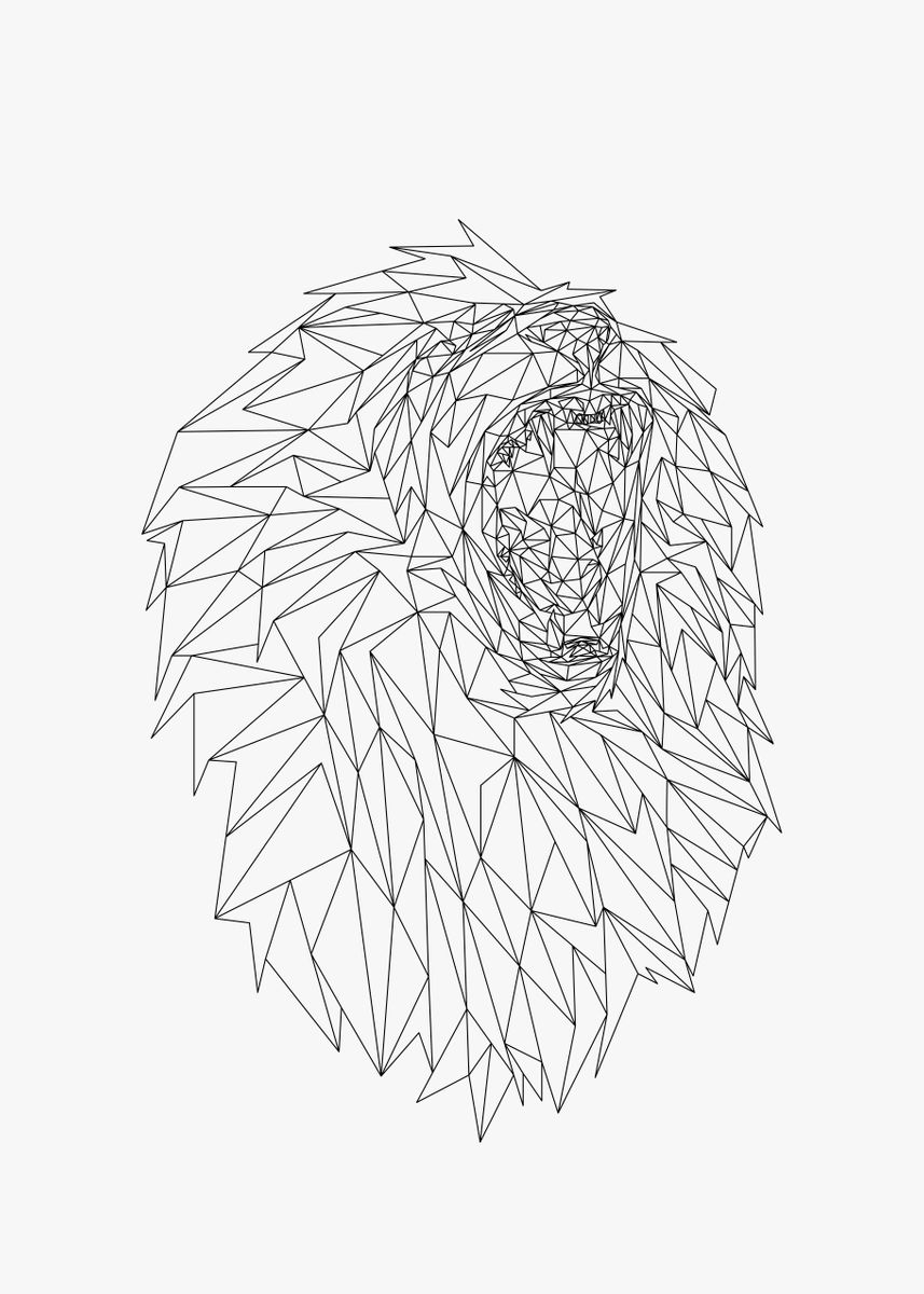 'Lion Wireframe' Poster, picture, metal print, paint by Evanz ...