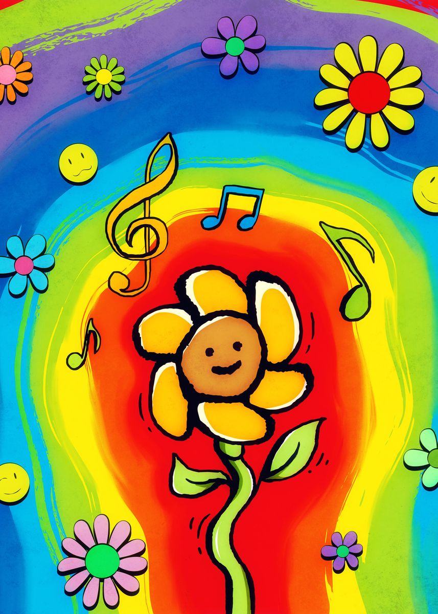 'Kidcore Dancing Flower' Poster, picture, metal print, paint by ...