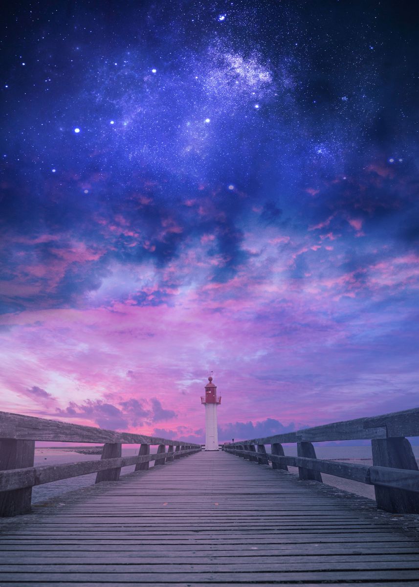 'cosmic lighthouse' Poster, picture, metal print, paint by Trigonal Art ...