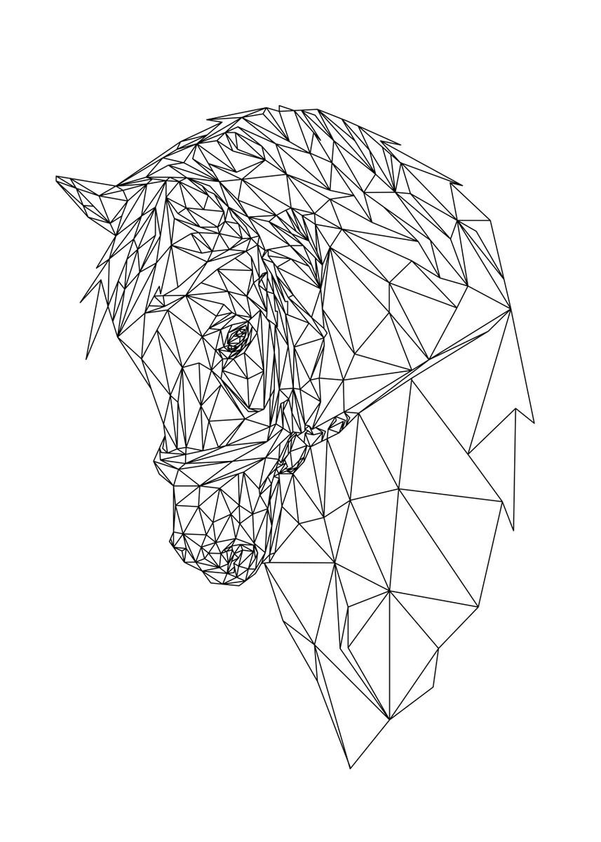 'Horse Wireframe' Poster by Evanz Tampubolon | Displate
