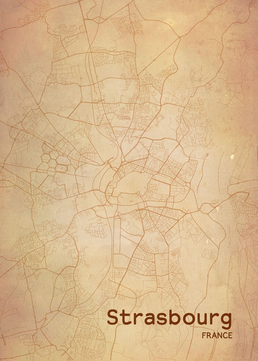 'Strasbourg City Map France' Poster, picture, metal print, paint by ...