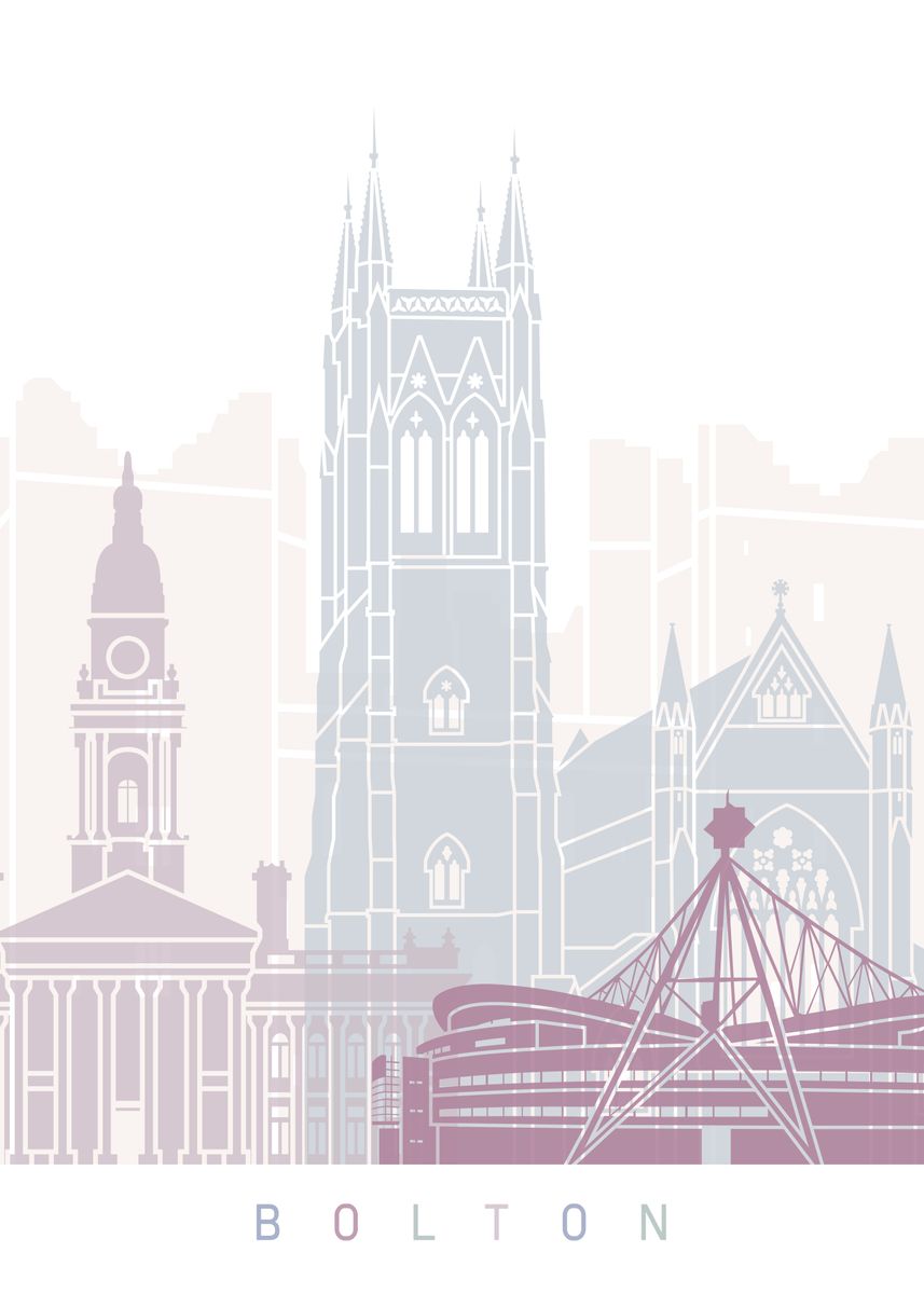 'Bolton skyline ' Poster, picture, metal print, paint by Cristina ...