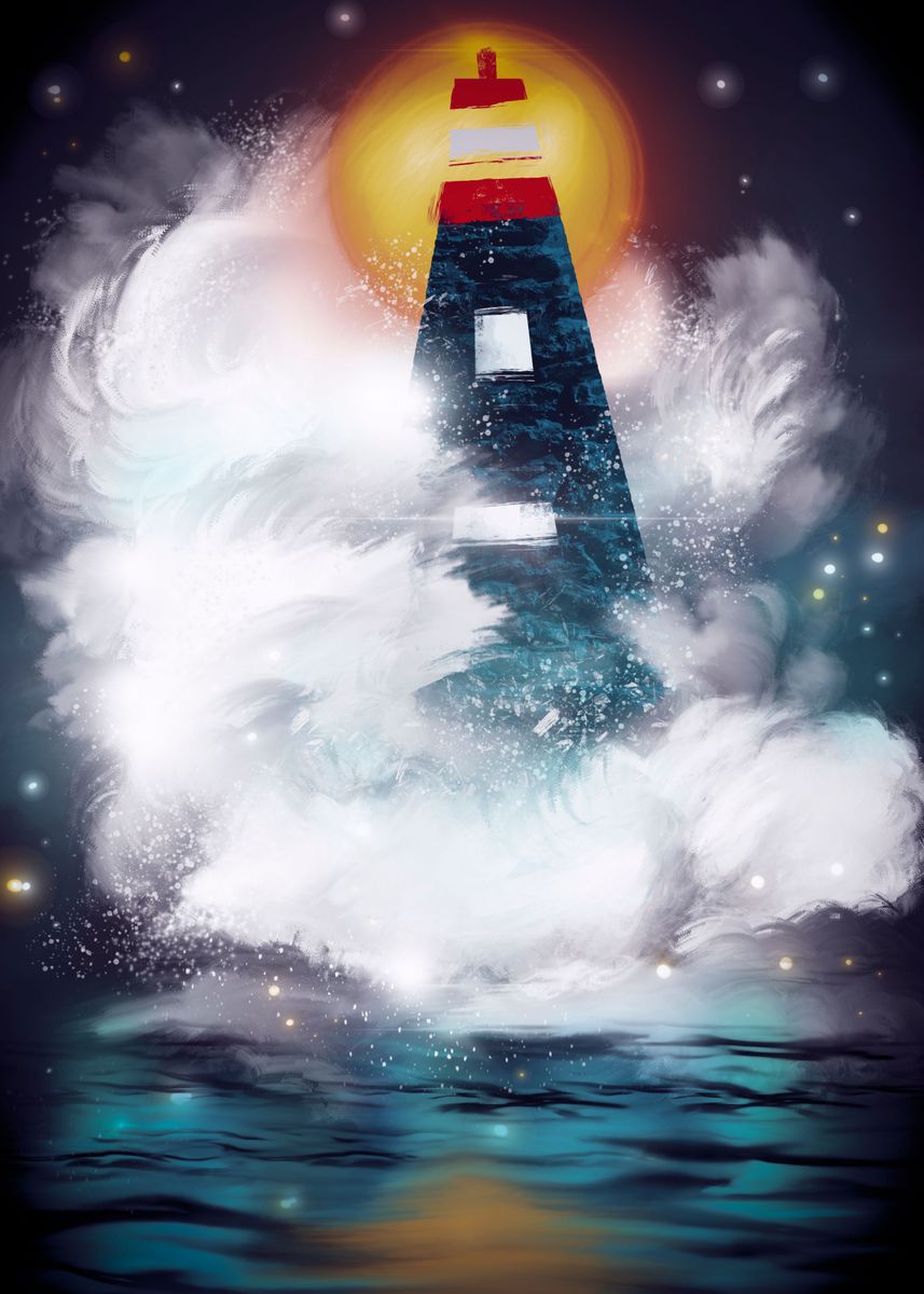 'Magical Lighthouse' Poster, picture, metal print, paint by ...