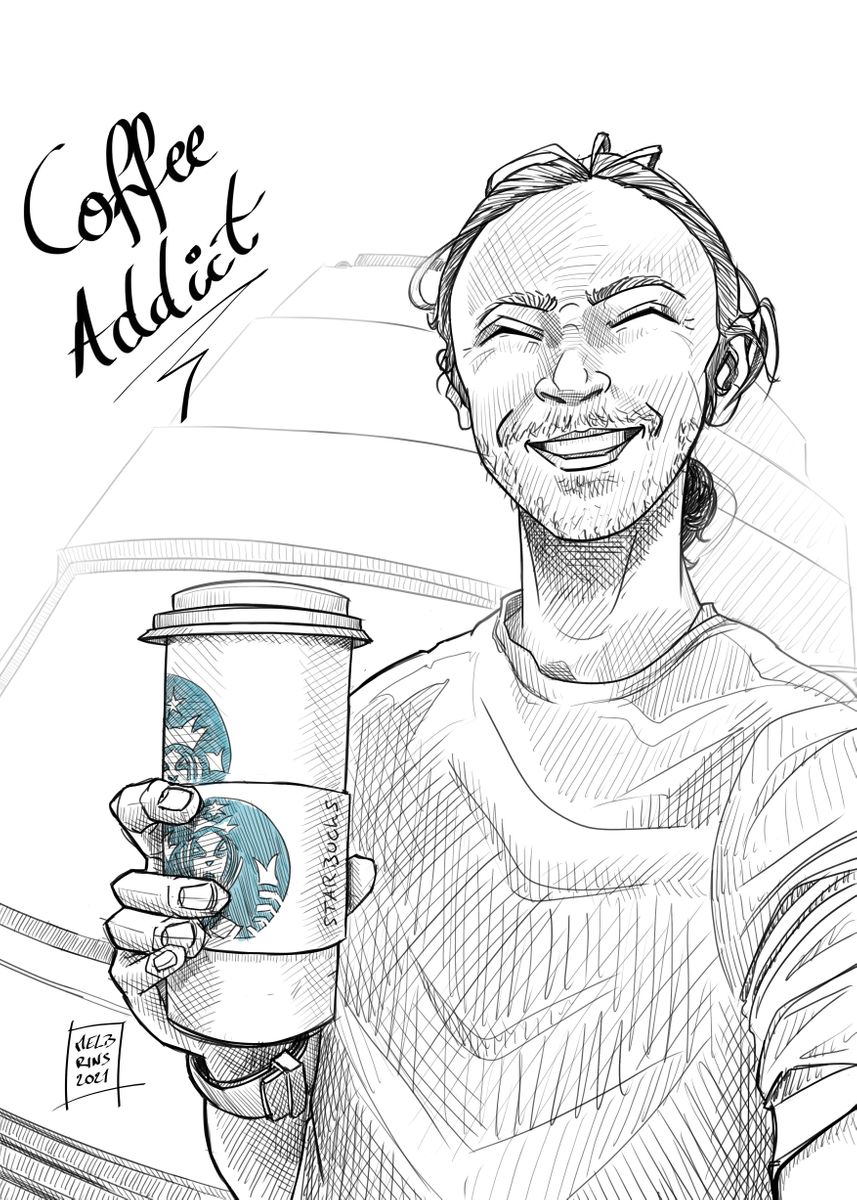 'Coffee Addict' Poster, picture, metal print, paint by melbrins | Displate